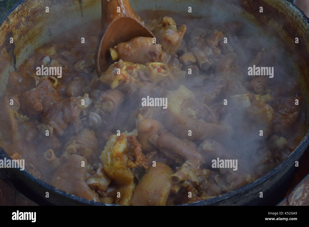 Steaming pot of lamb stew cooking Stock Photo - Alamy