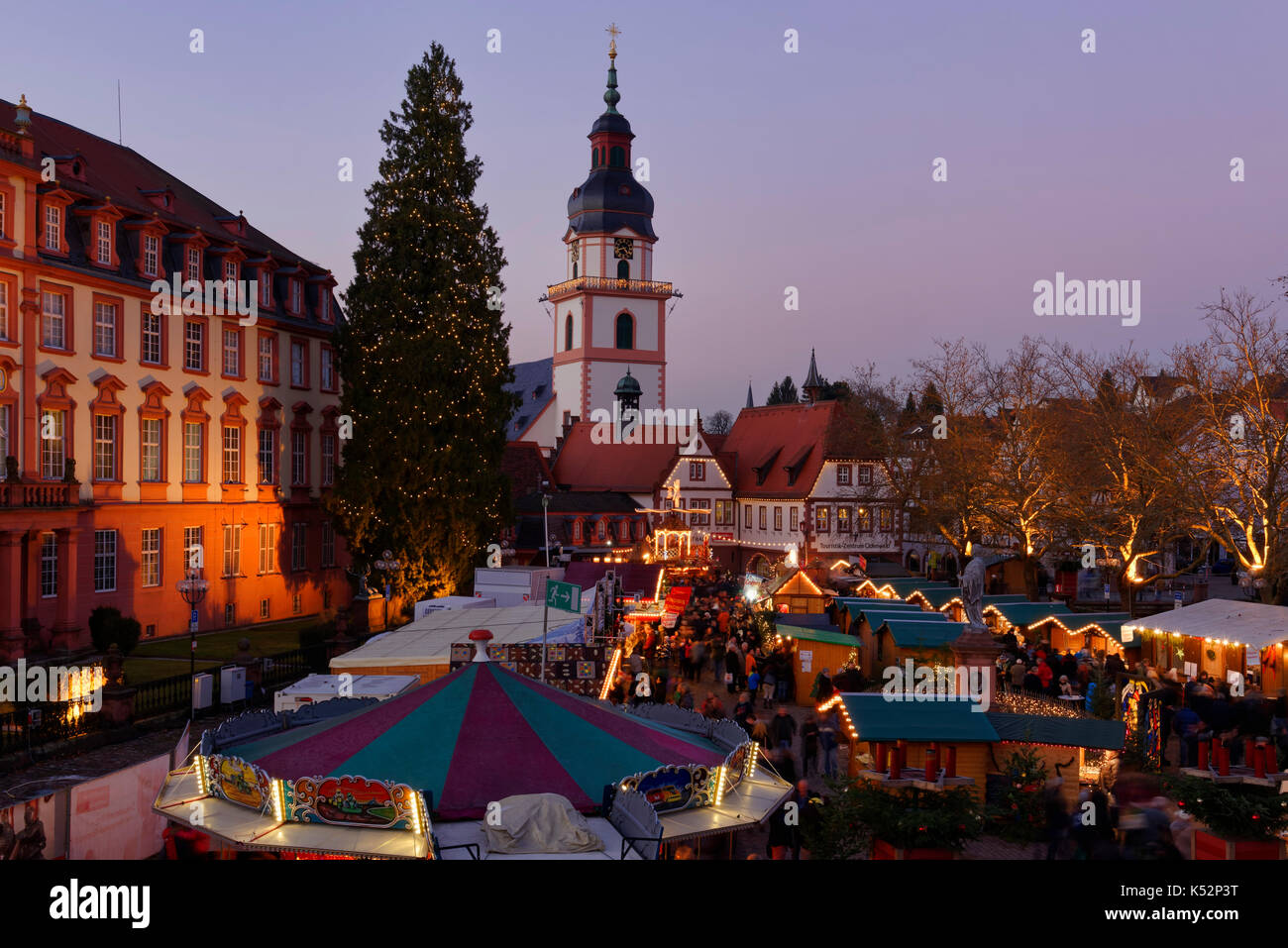 Christmas fair on the market place in Erbach in the Odenwald, with ...