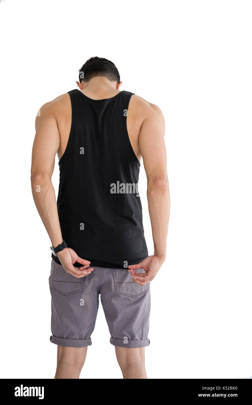 White background man standing rear view hi-res stock photography and ...