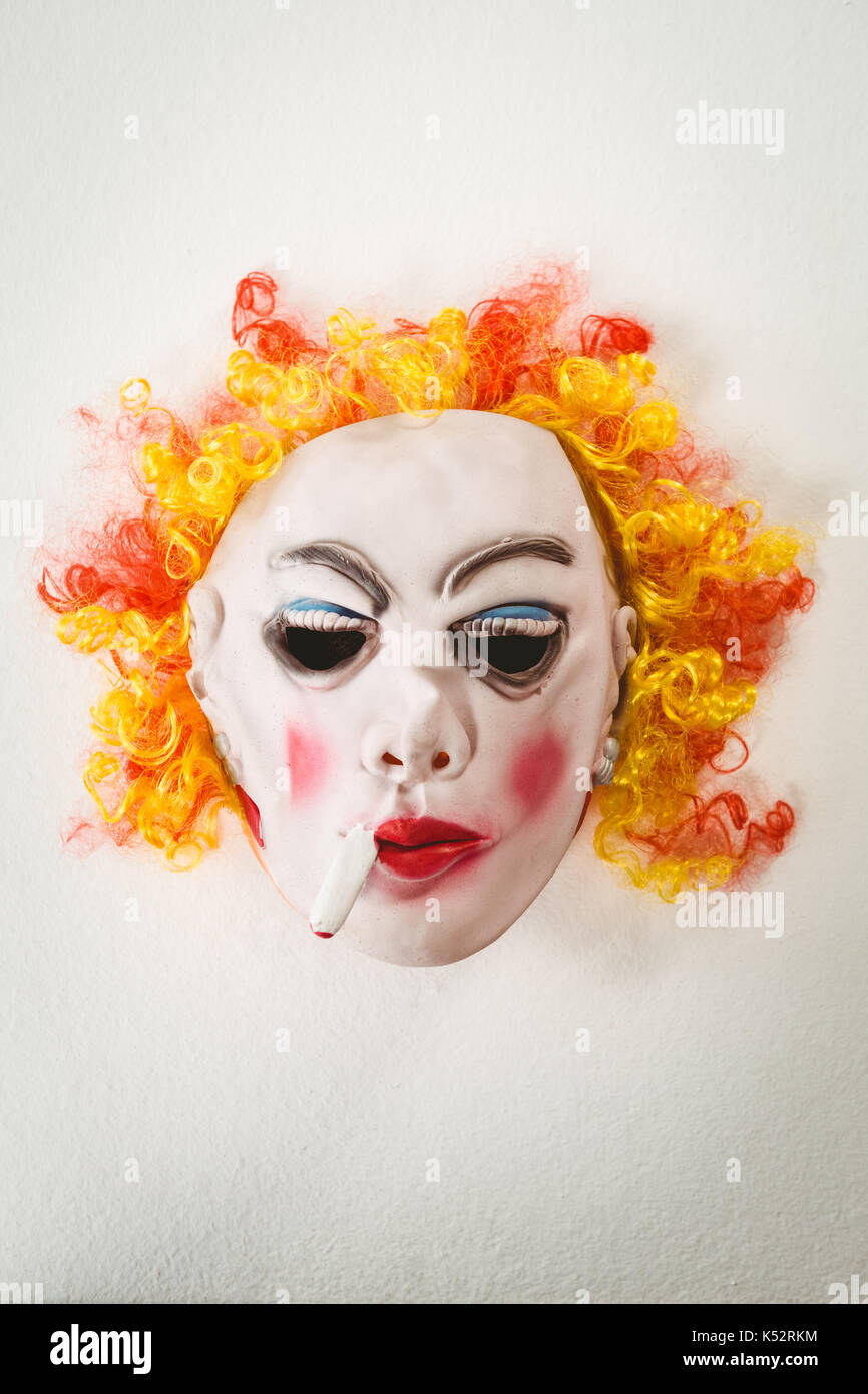 Overhead view of mask on white background Stock Photo - Alamy