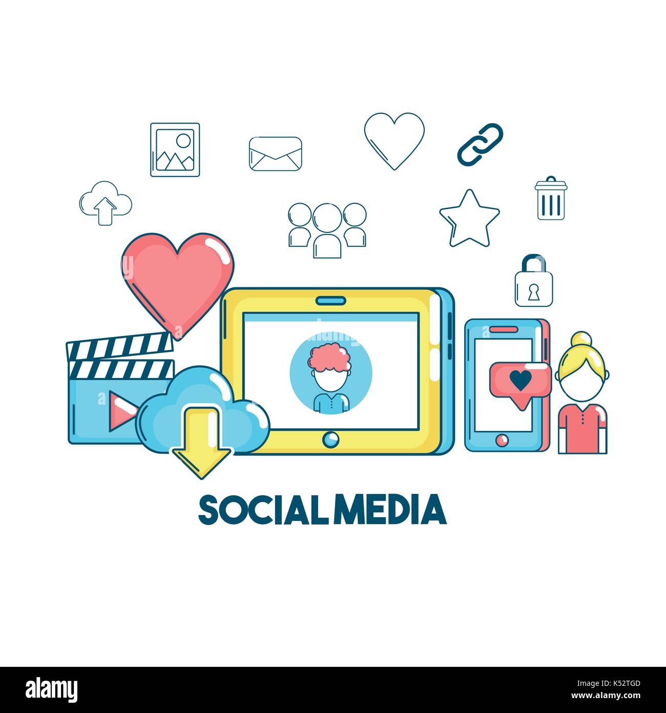 social media connection technology communication Stock Vector Image ...
