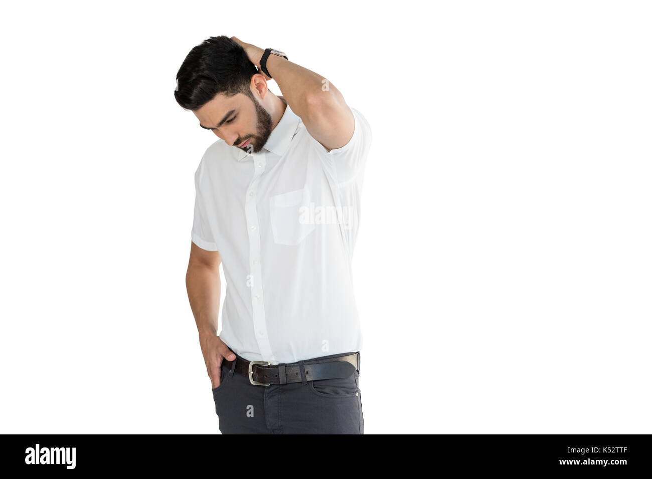 Handsome man posing against white background Stock Photo - Alamy