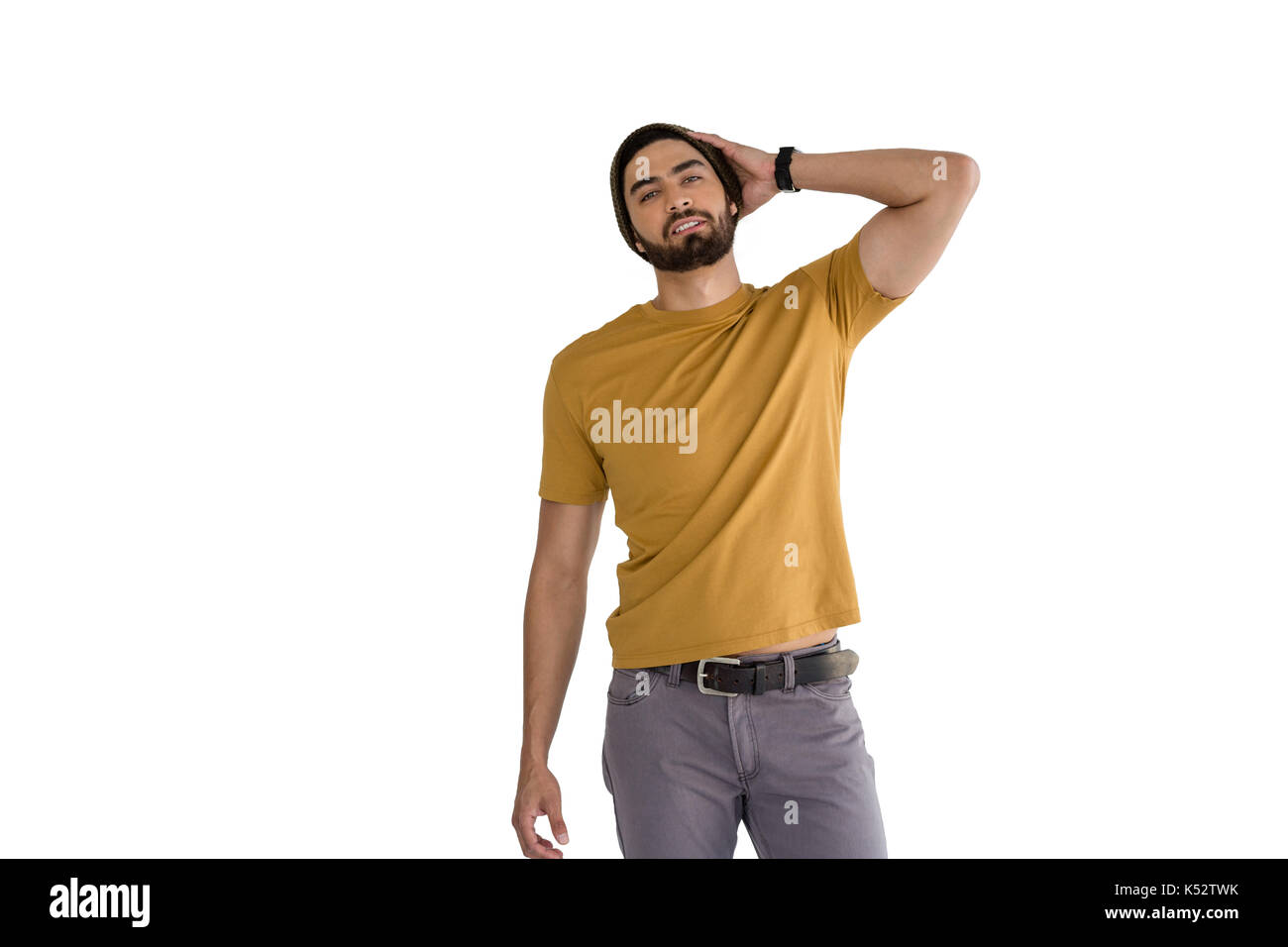 Portrait of handsome man posing against white background Stock Photo ...