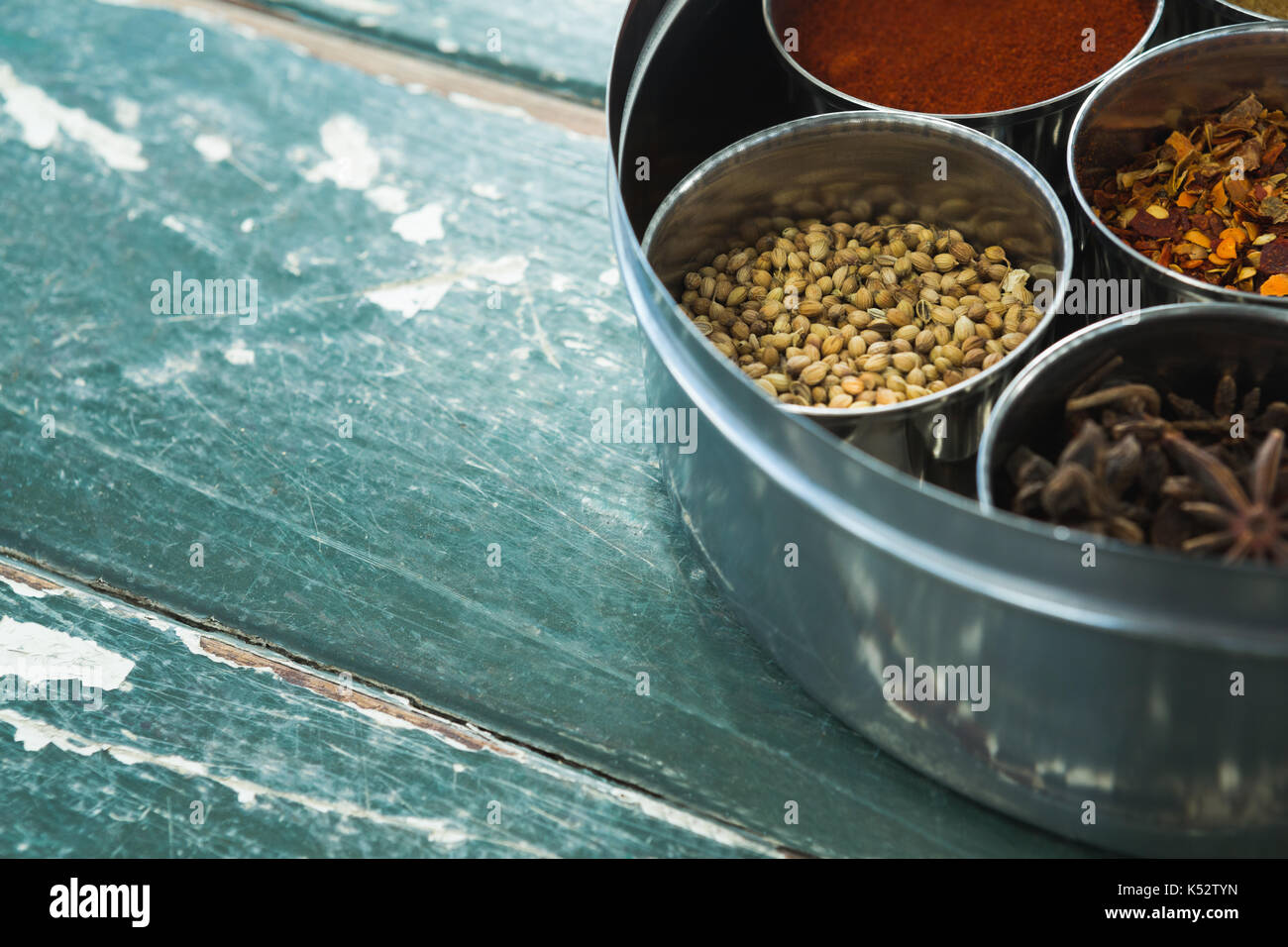 Close-up of typical spice box with multiple containers Stock Photo - Alamy