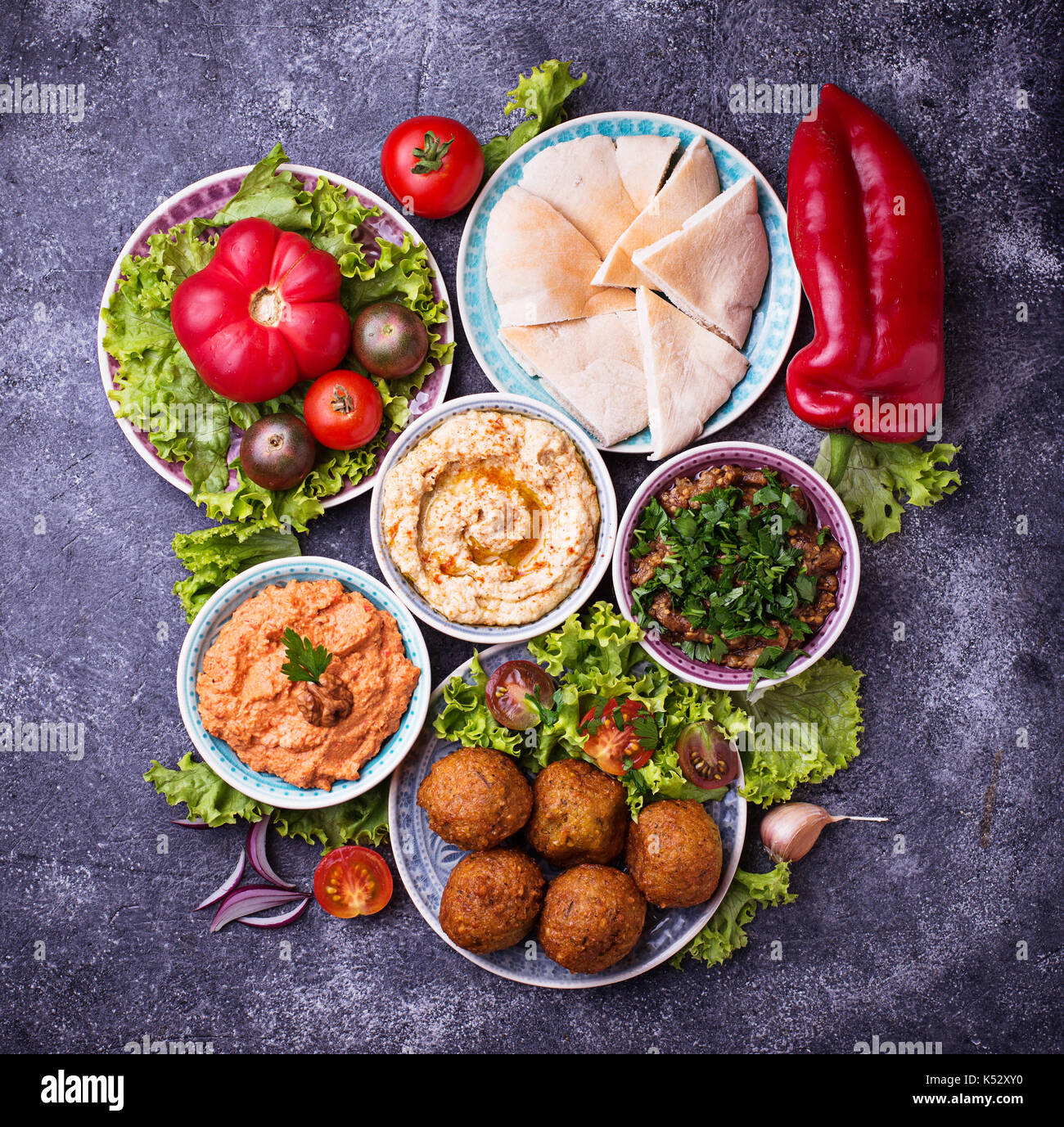 Selection of Middle eastern or Arabic dishes Stock Photo - Alamy
