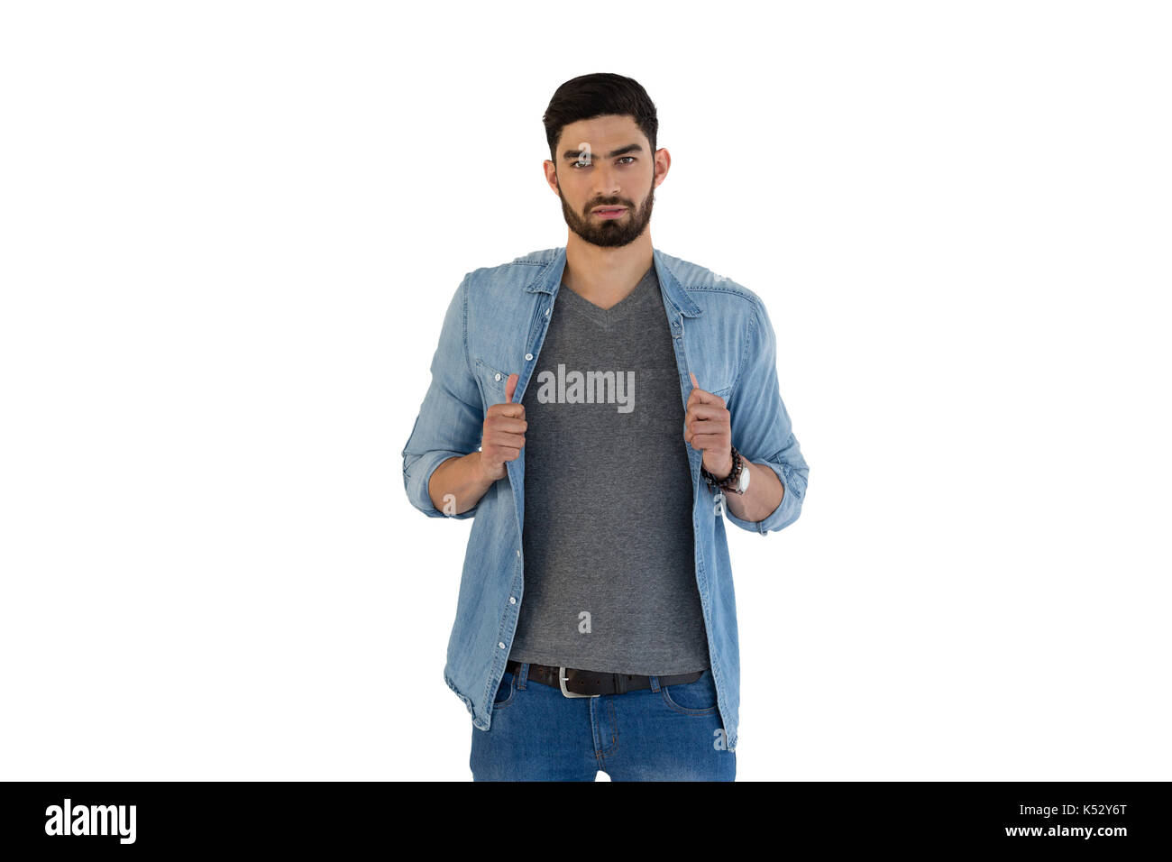Portrait of handsome man posing against white background Stock Photo ...