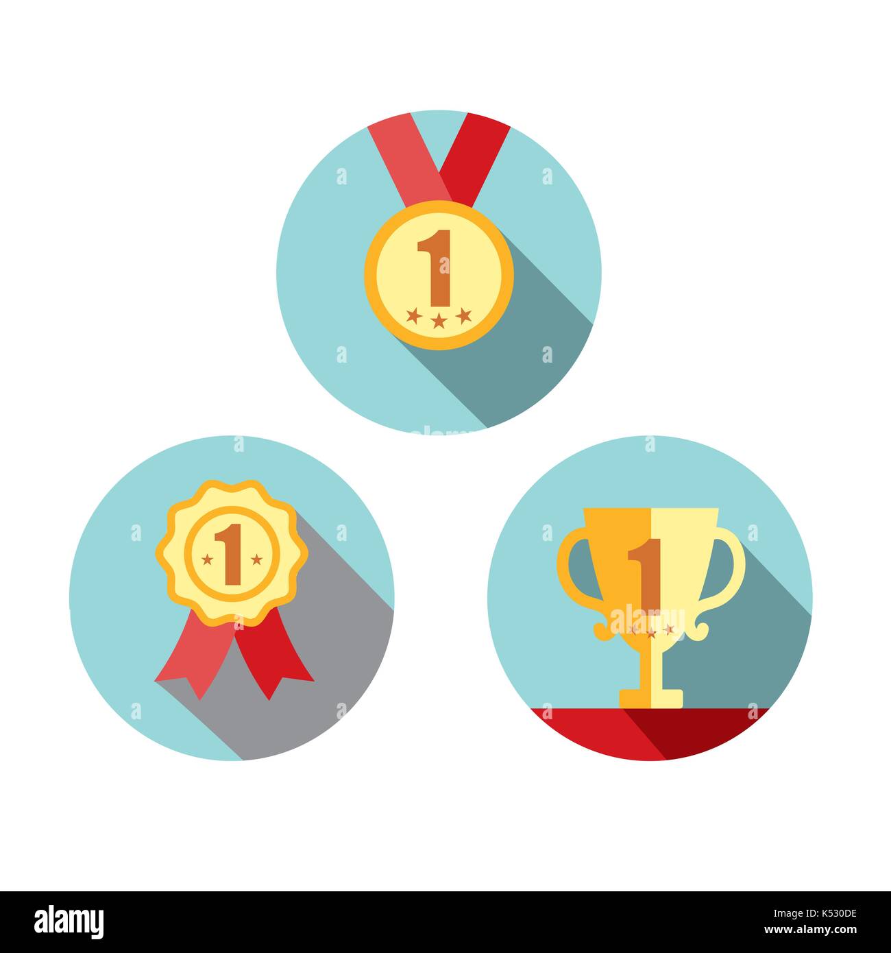 Medal with Trophy, and Ribbon Award Icon Set Stock Vector Image & Art ...