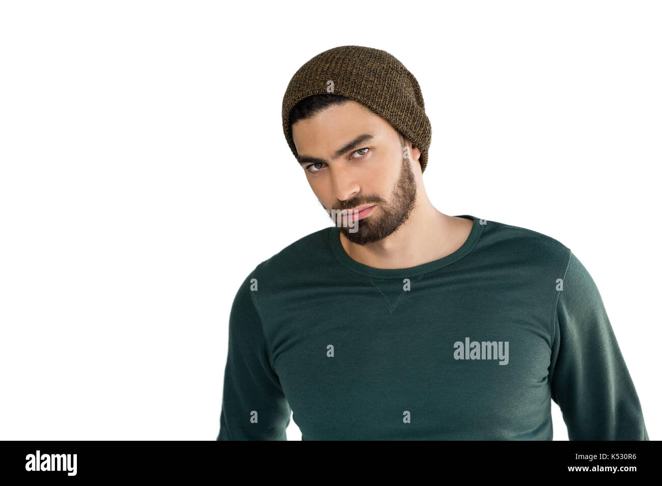 Portrait of handsome man posing against white background Stock Photo ...