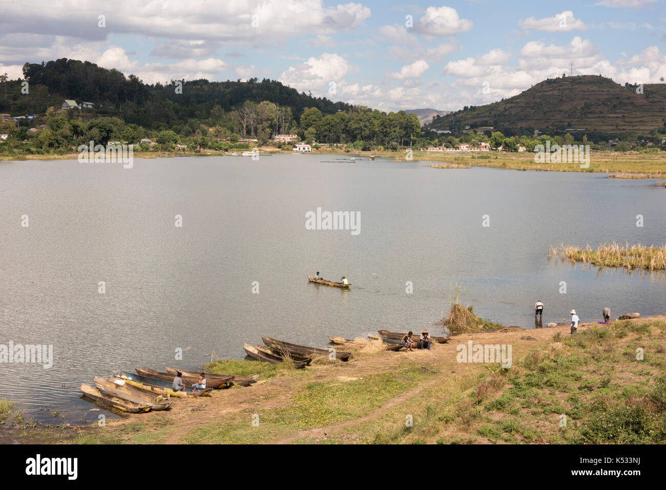 Wooden canoes on Lake Itasy, Madagascar Stock Photo - Alamy