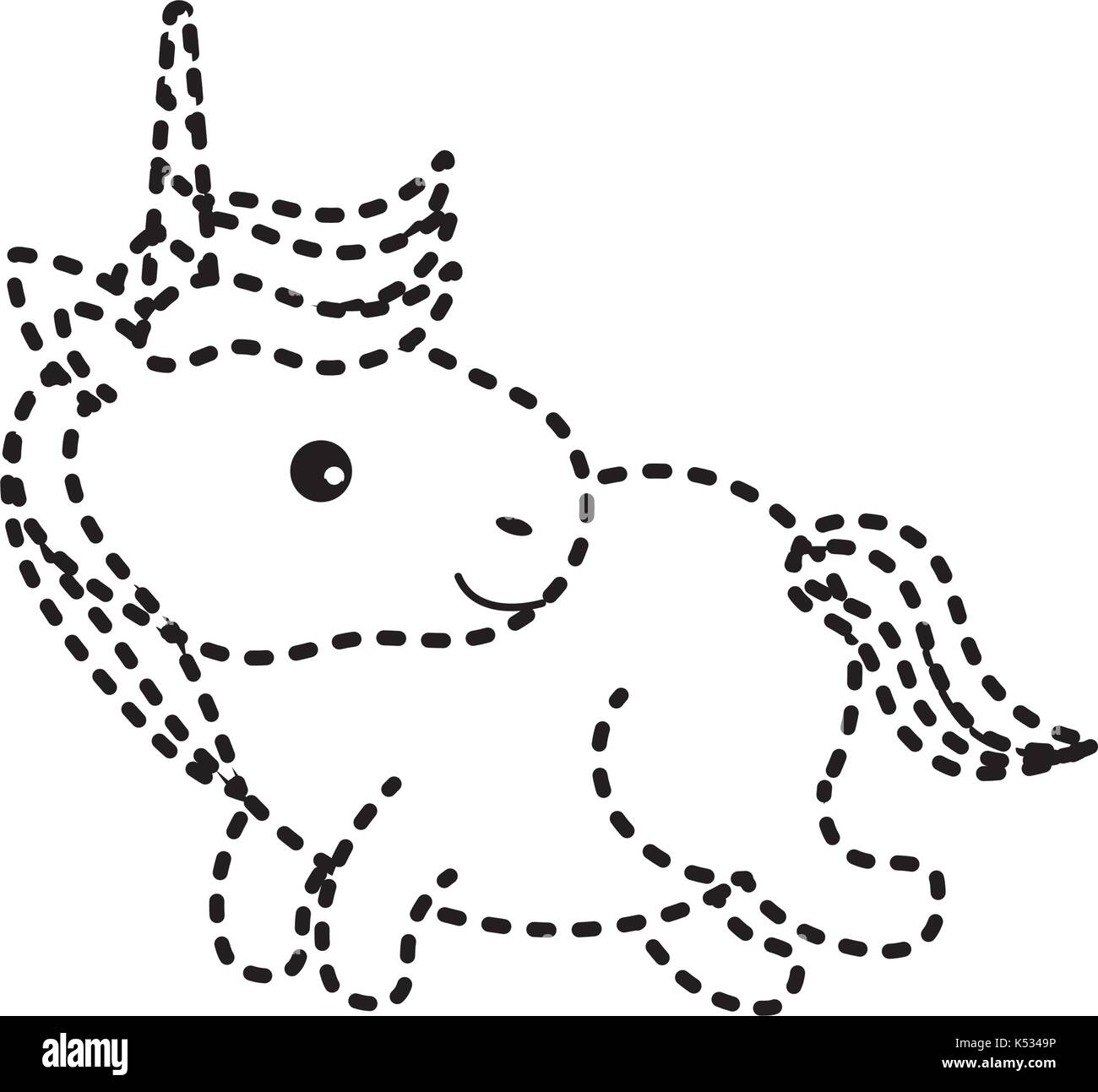 dotted shape nice unicorn with horn and hairstyle design Stock Vector ...