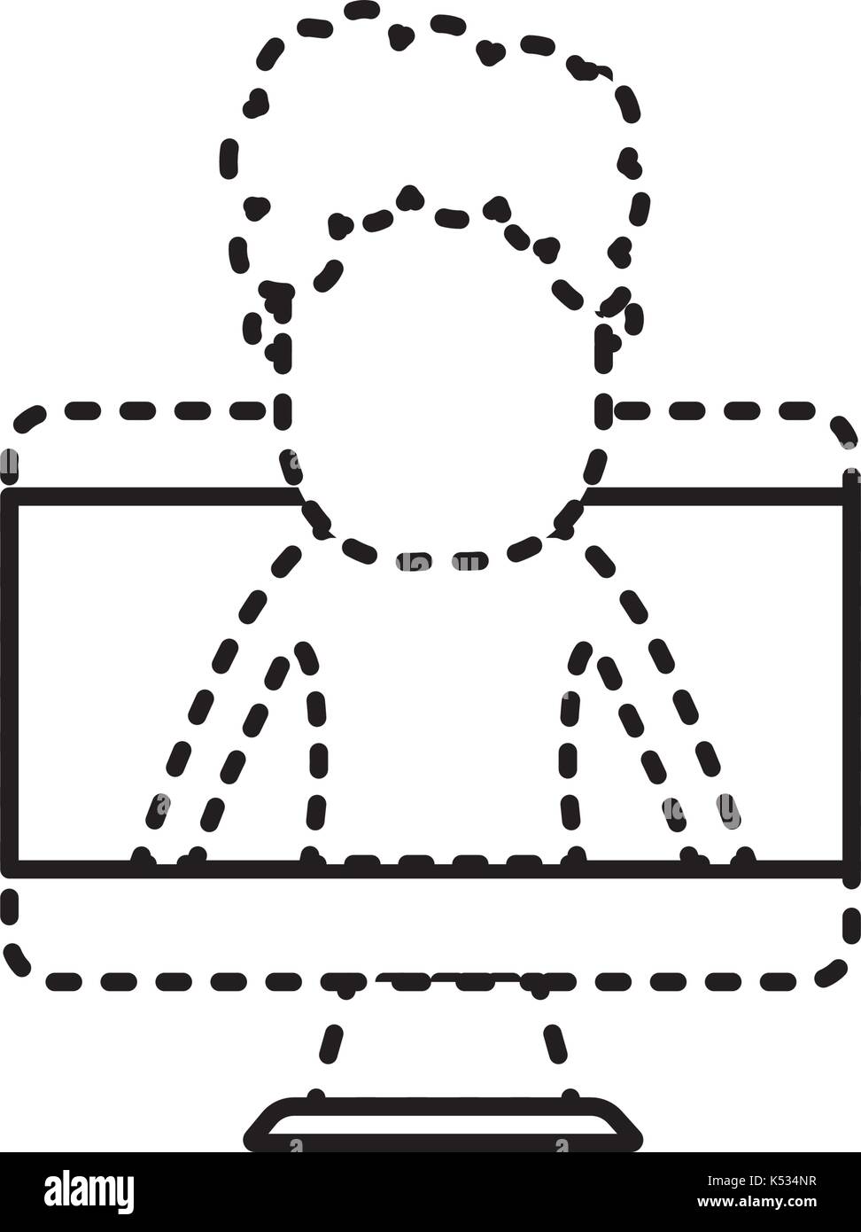 dotted shape technology computer with man inside Stock Vector Image ...