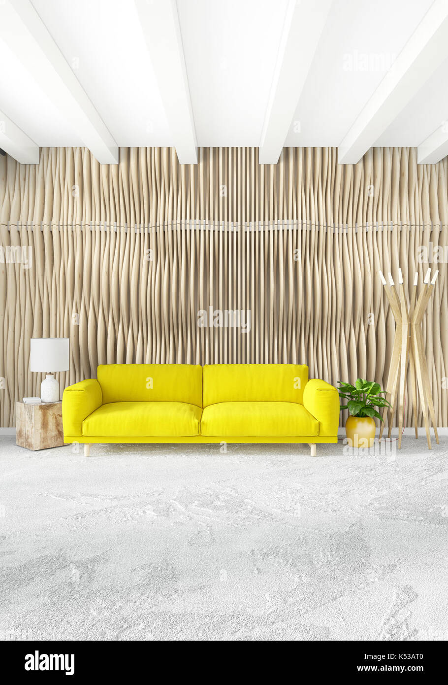 Vertical Bedroom Minimal or Loft style Interior Design. 3D Rendering ...