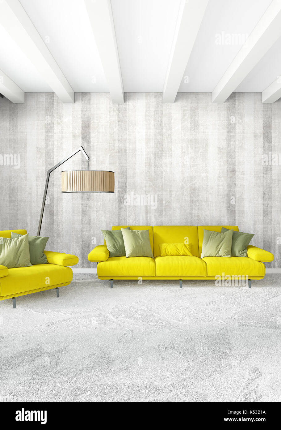 Vertical Bedroom Minimal or Loft style Interior Design. 3D Rendering ...