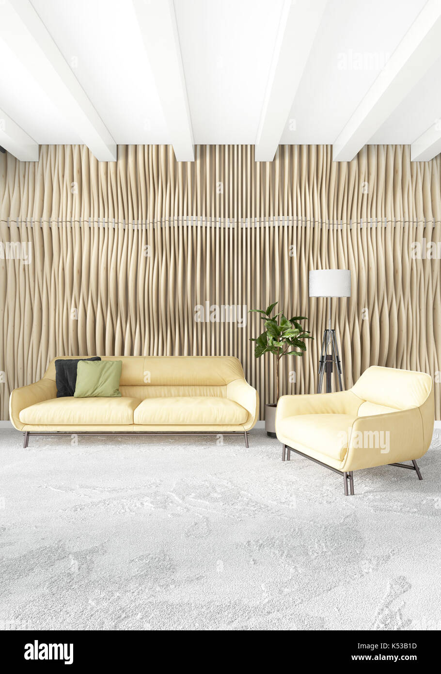 Vertical Bedroom Minimal or Loft style Interior Design. 3D Rendering ...