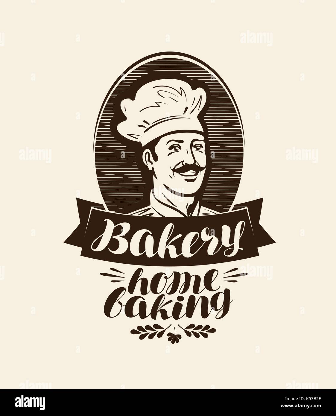 Bakery, bakehouse logo or label. Home baking, bread, baker symbol ...