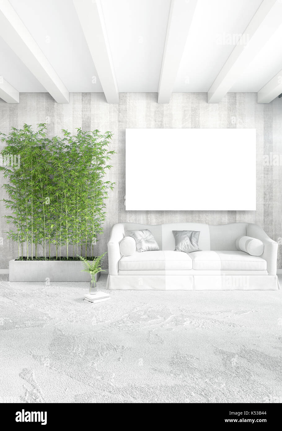 Vertical Bedroom Minimal or Loft style Interior Design. 3D Rendering ...