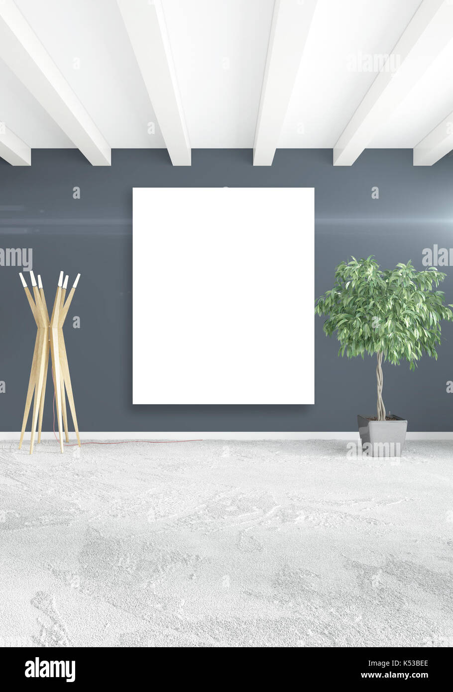 Vertical Bedroom Minimal or Loft style Interior Design. 3D Rendering ...