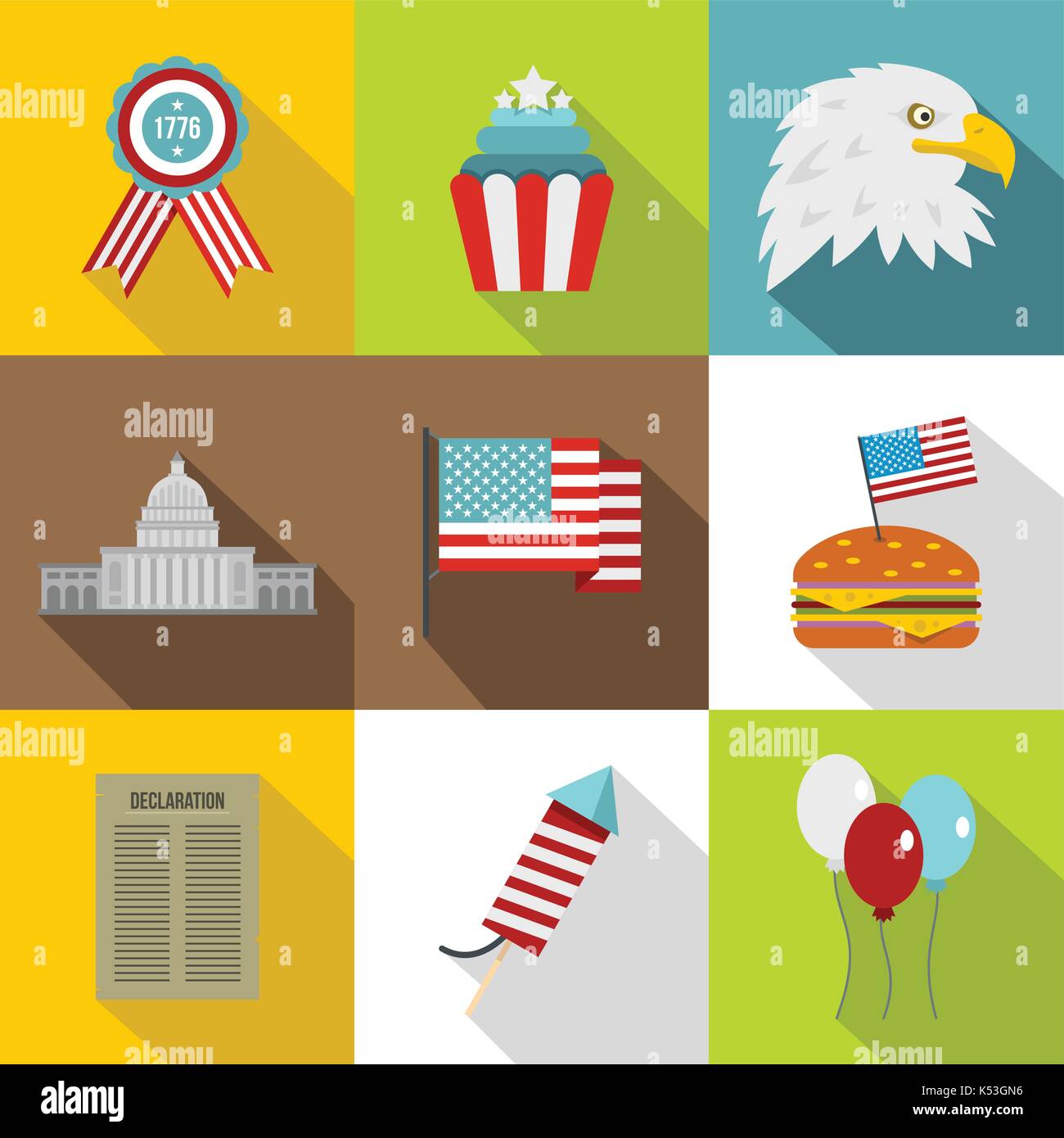USA patriotic holiday icon set, flat style Stock Vector Image & Art - Alamy