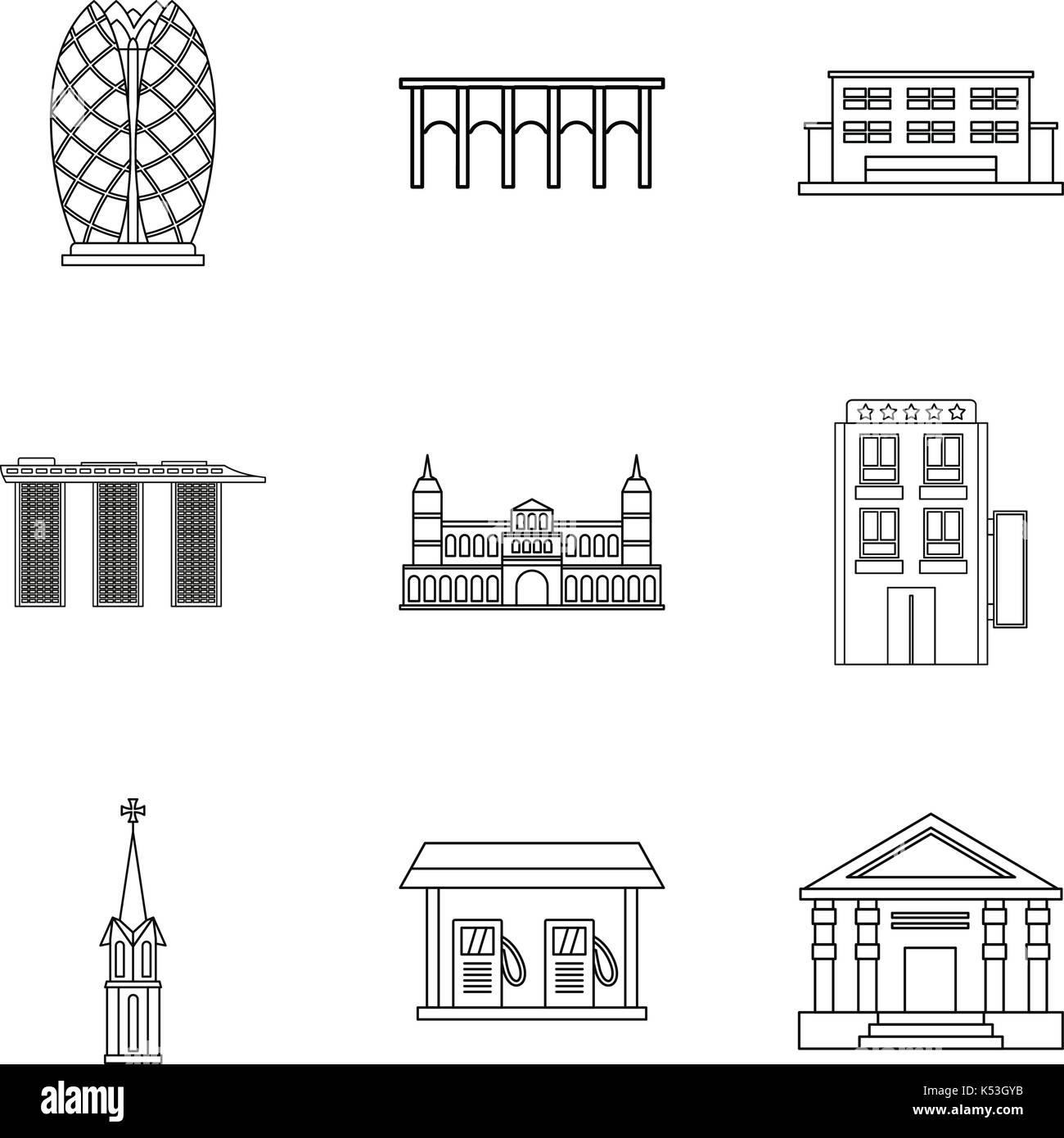 Concrete structure icons set, outline style Stock Vector Image & Art ...