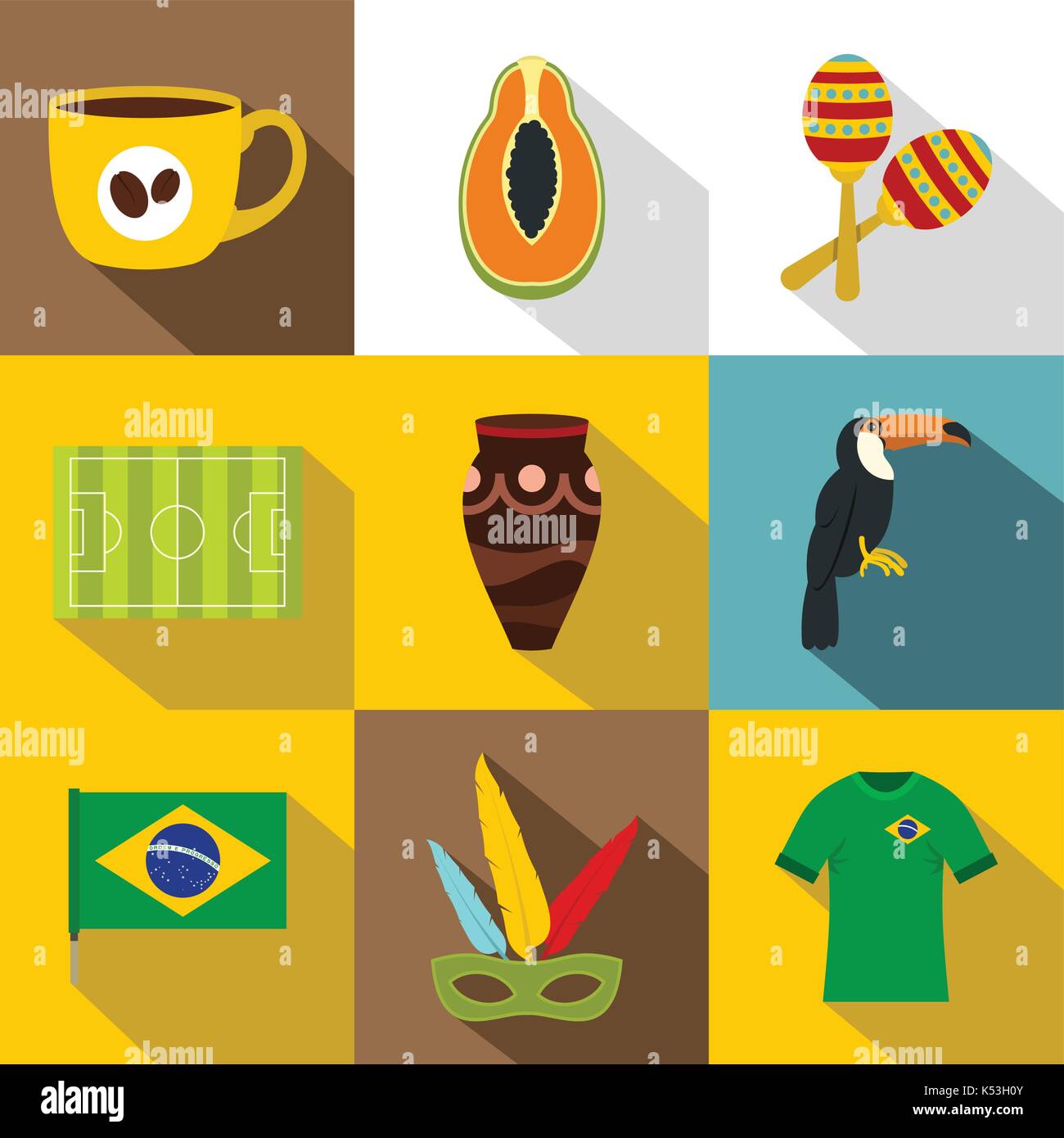 Brazil country icon set, flat style Stock Vector Image & Art - Alamy