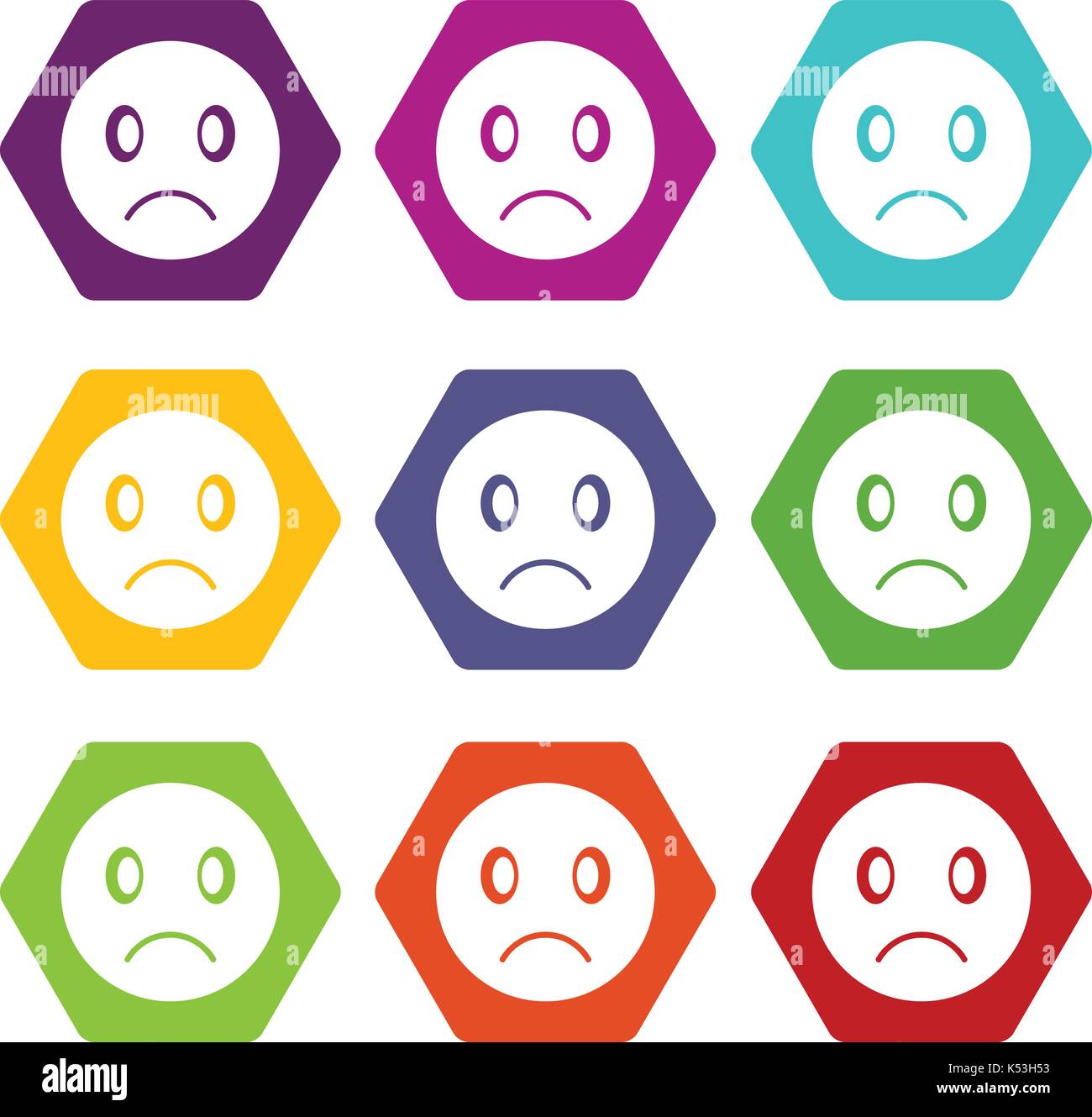 Sad emoticon set color hexahedron Stock Vector Image & Art - Alamy