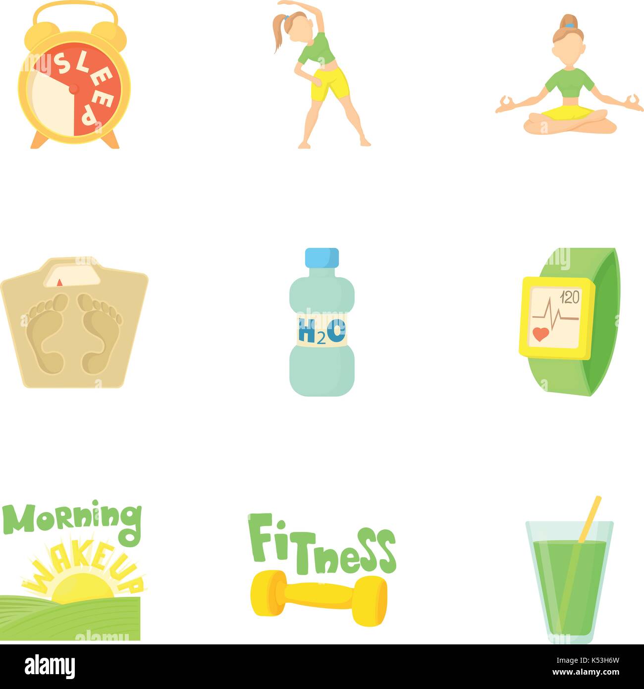 Yoga icons set, cartoon style Stock Vector Image & Art - Alamy