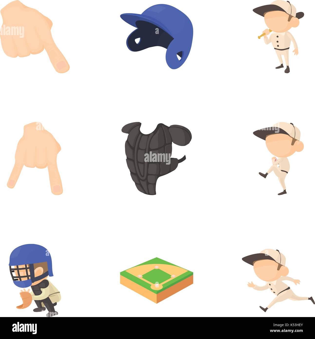 Baseball game icons set, cartoon style Stock Vector Image & Art - Alamy