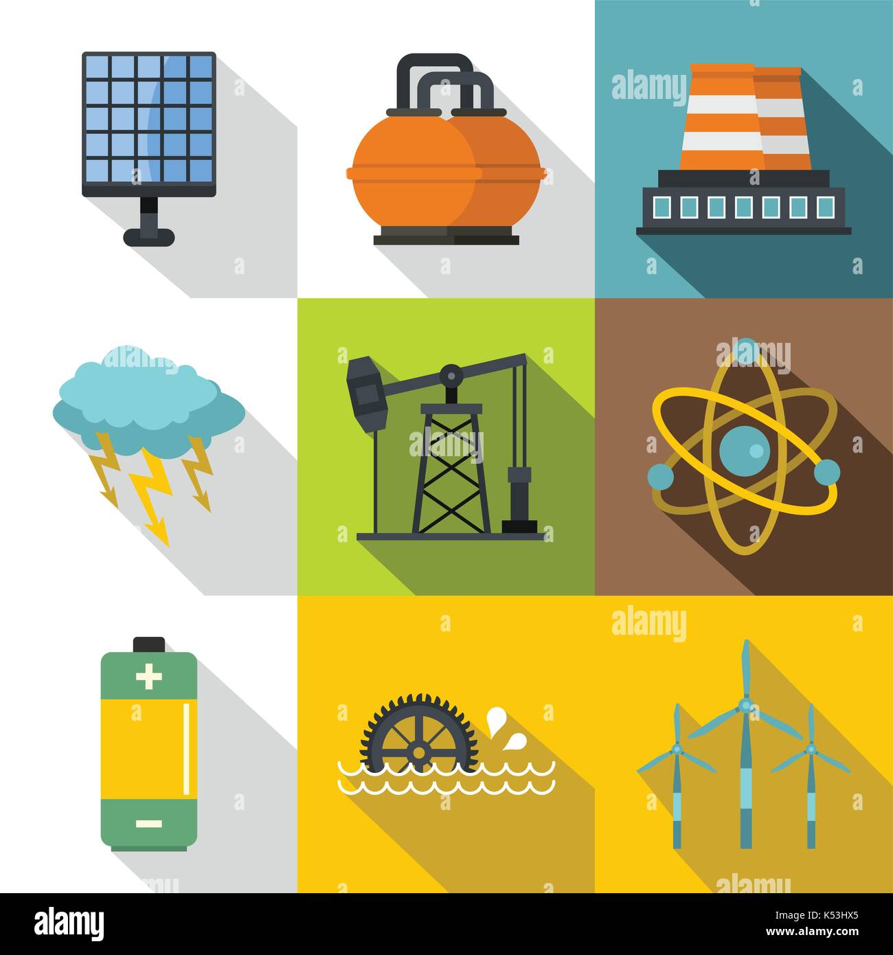 Power generation icon set, flat style Stock Vector Image & Art - Alamy