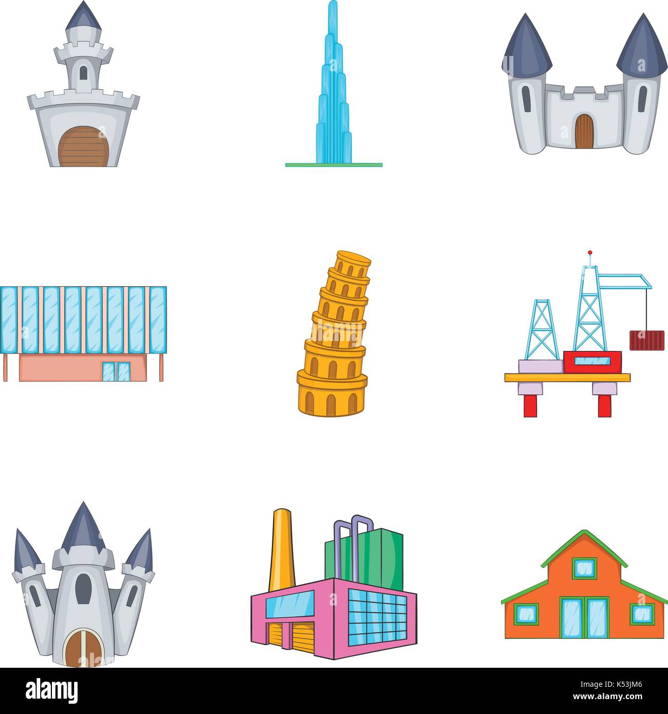Tower icons set, cartoon style Stock Vector Image & Art - Alamy