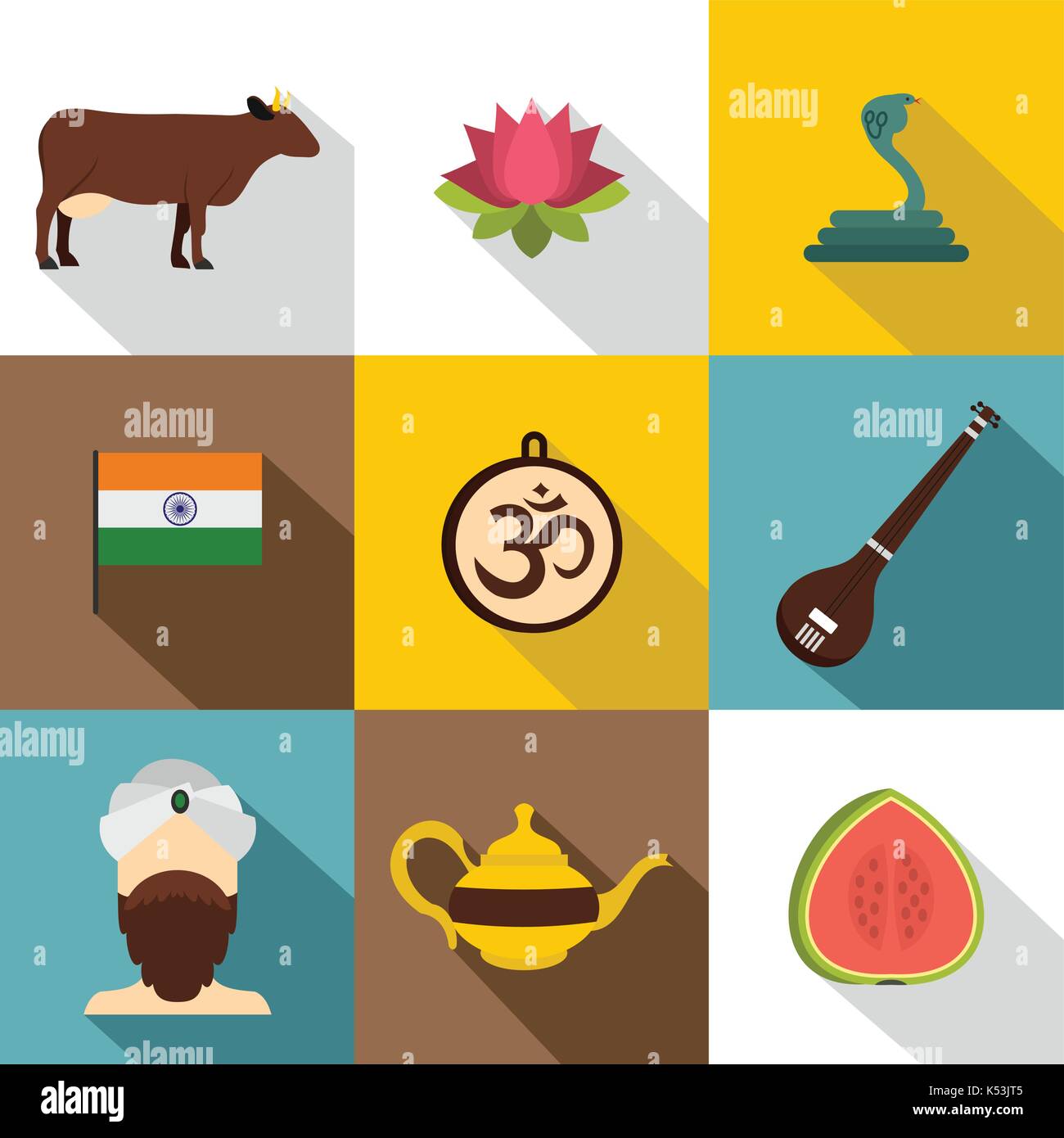 Landmarks of India icon set, flat style Stock Vector Image & Art - Alamy