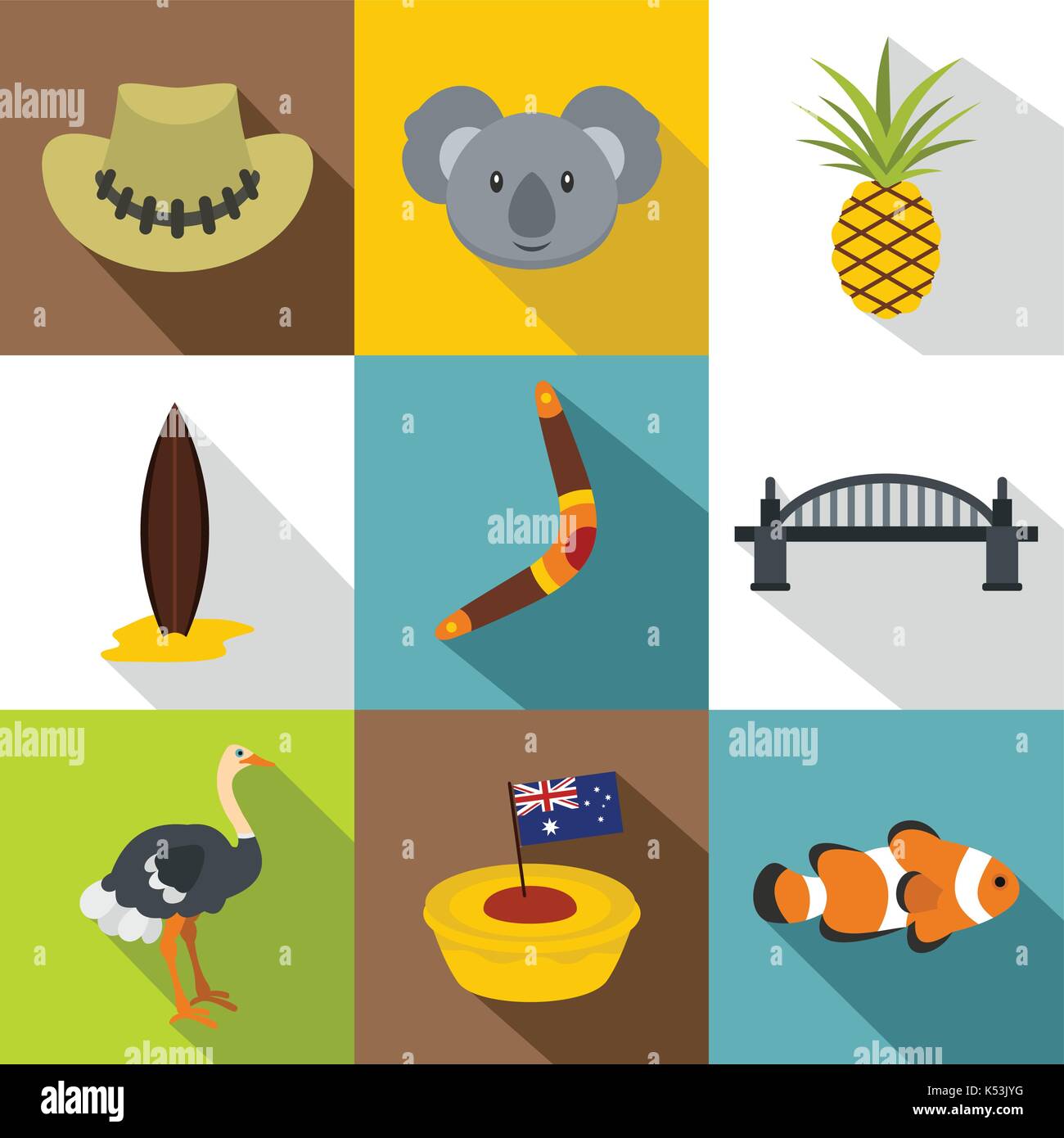 Landmarks of Australia icon set, flat style Stock Vector Image & Art ...