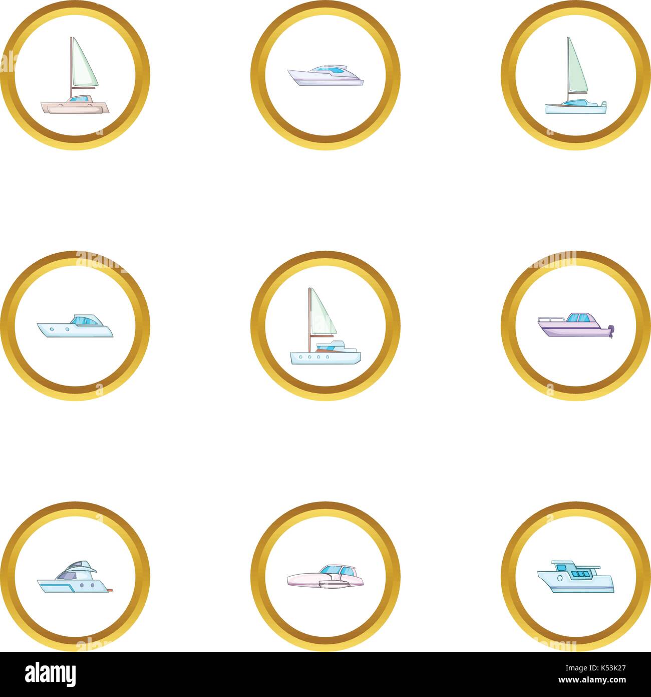 Yacht icons set, cartoon style Stock Vector Image & Art - Alamy