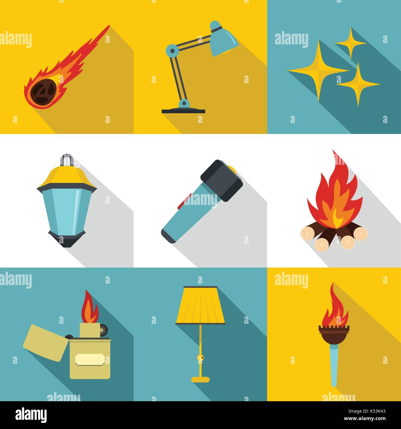 Sources of light icon set, flat style Stock Vector Image & Art - Alamy