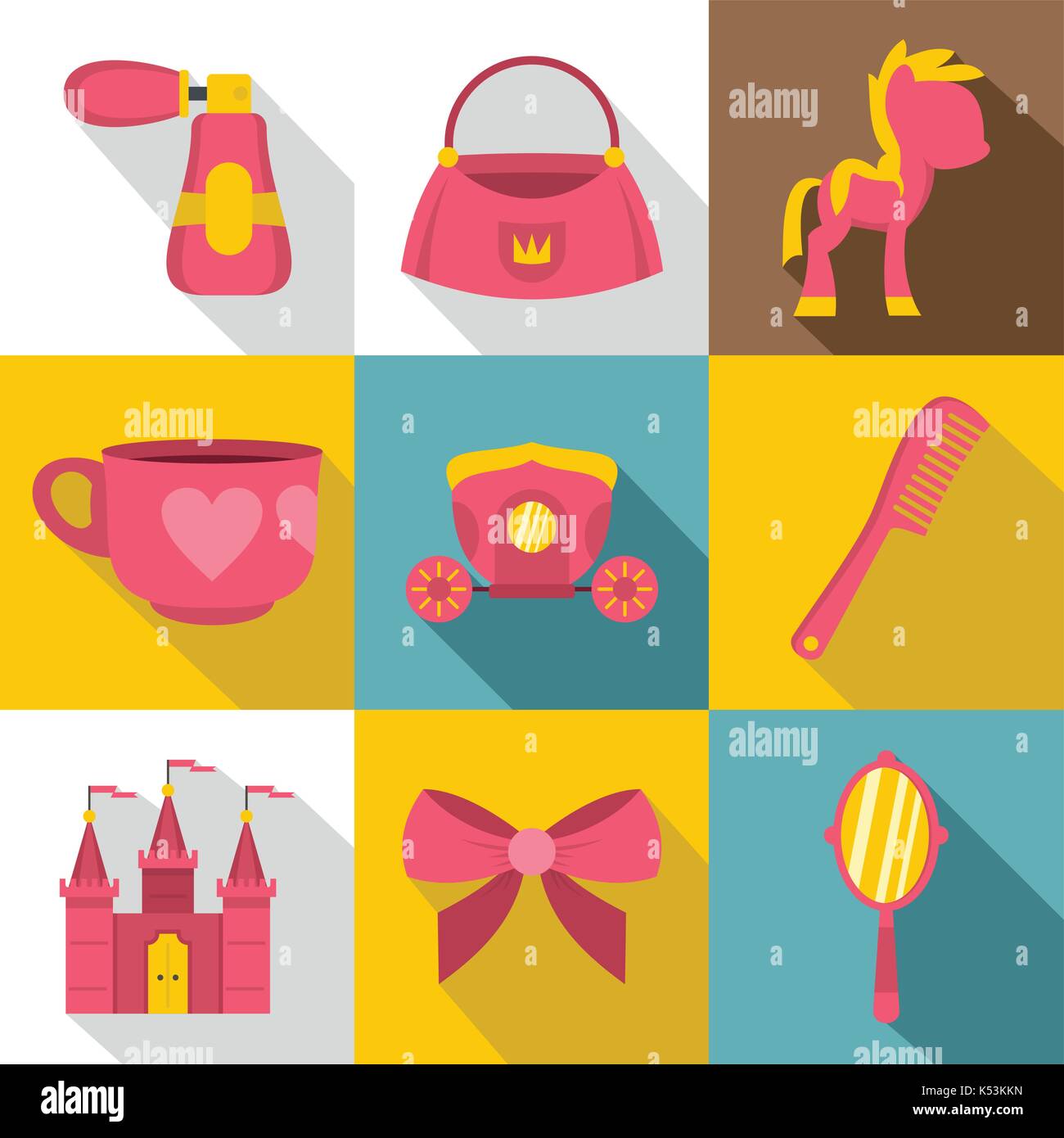 Princess accessories icon set, flat style Stock Vector Image & Art - Alamy
