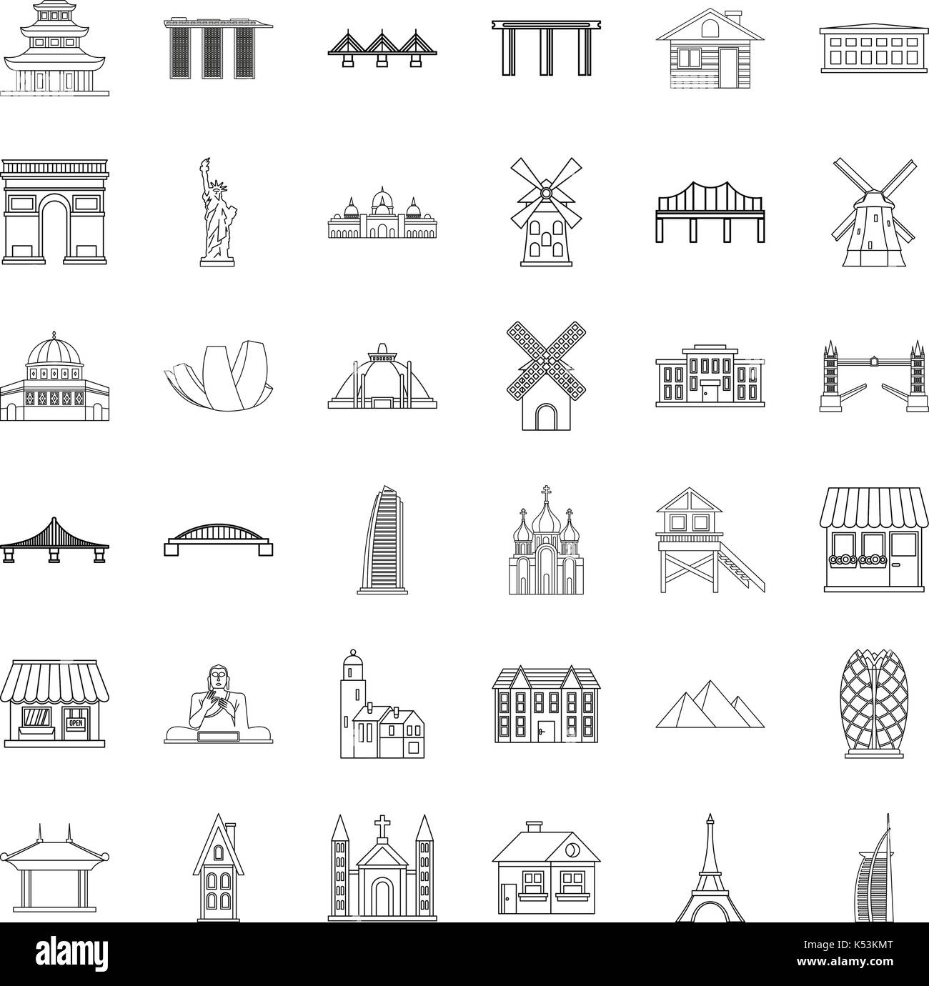 Statue icons set, outline style Stock Vector Image & Art - Alamy