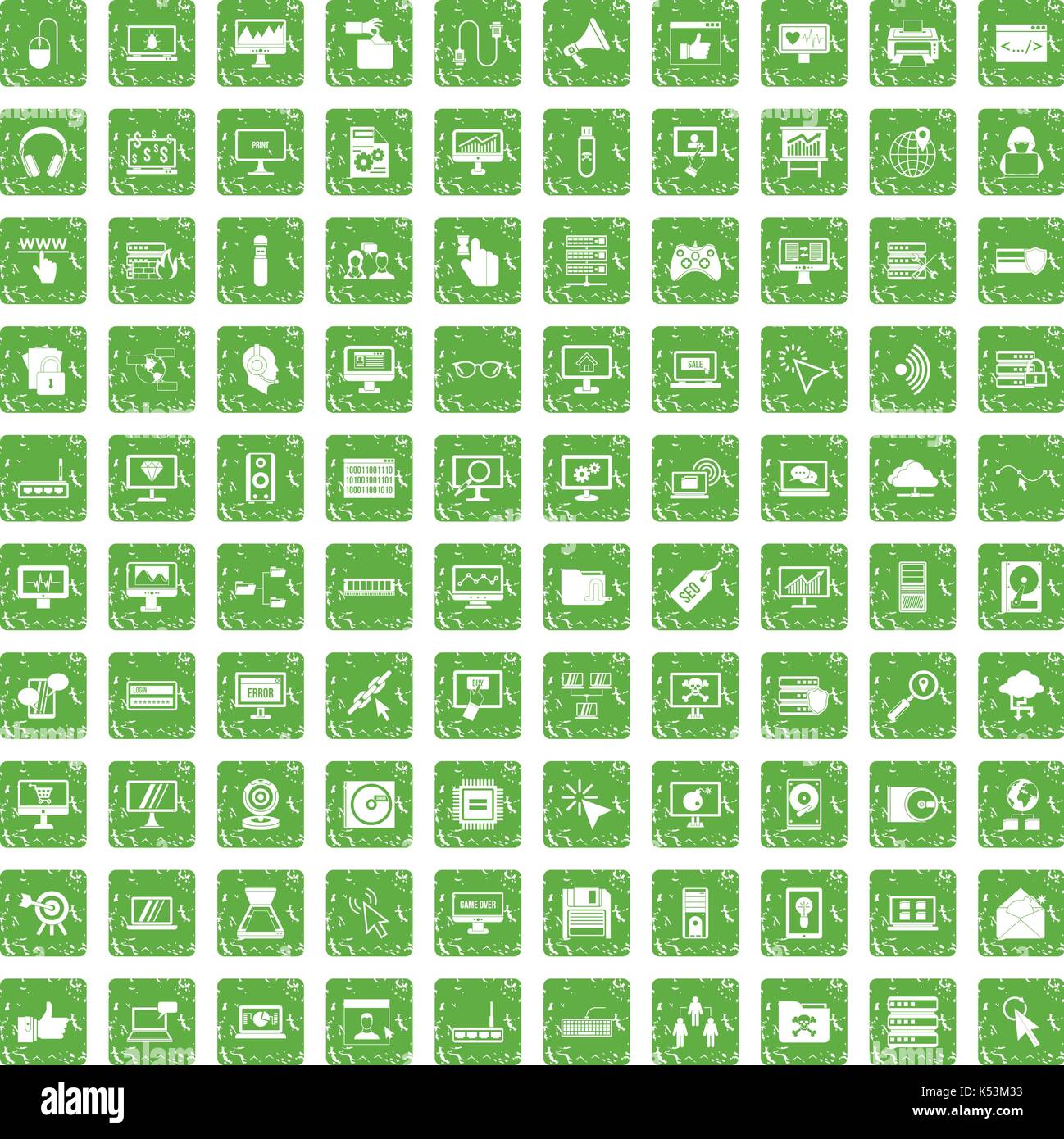 100 computer icons set grunge green Stock Vector Image & Art - Alamy