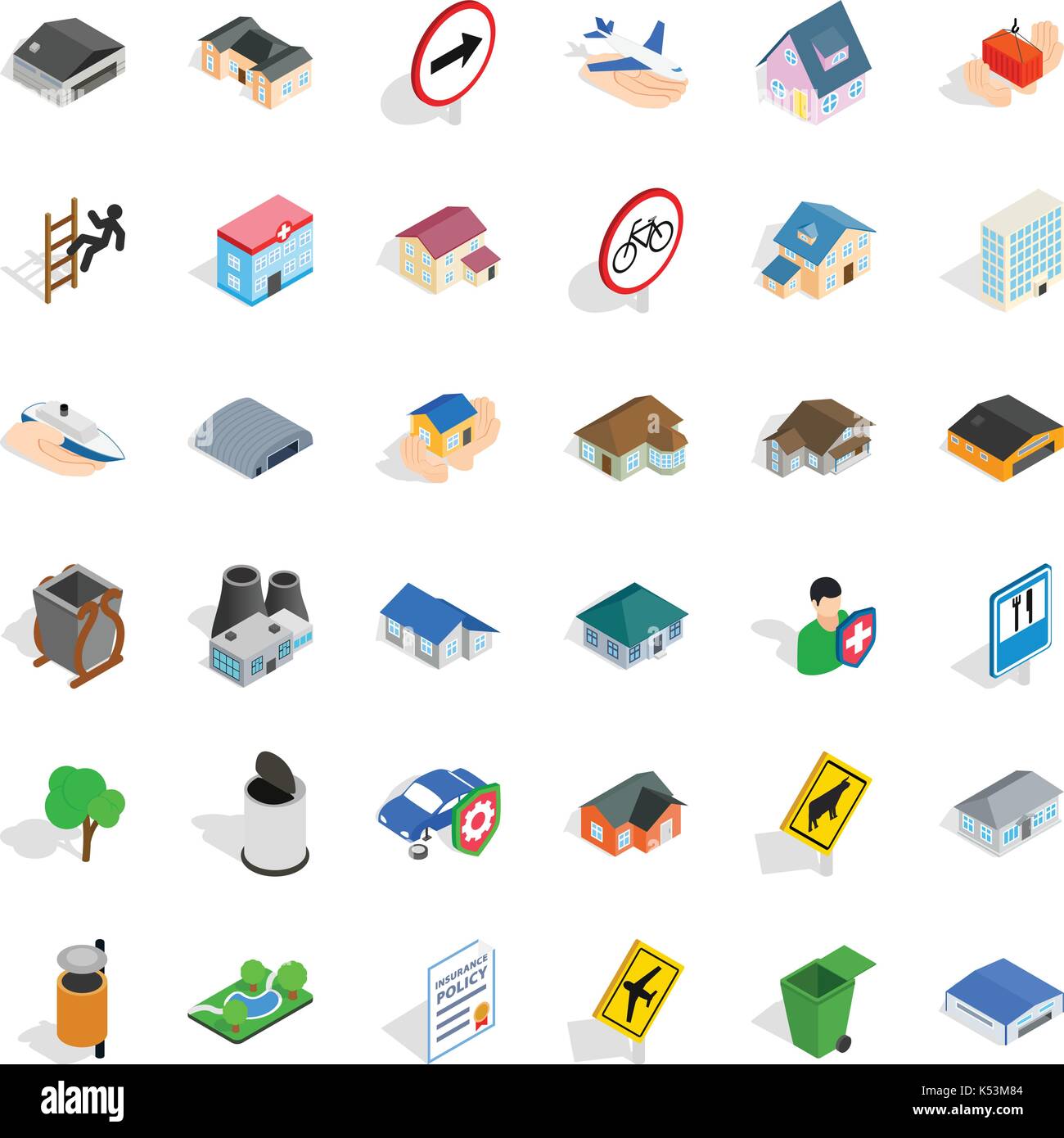 Suburb icons set, isometric style Stock Vector Image & Art - Alamy