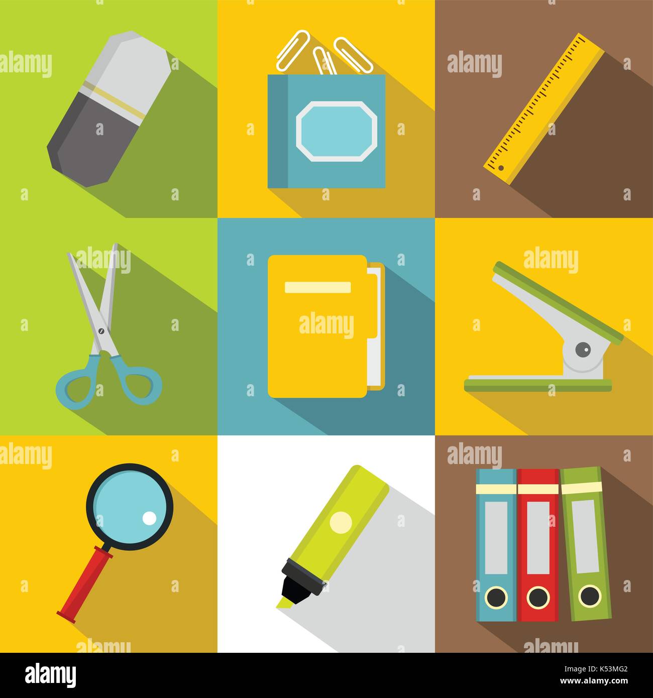 Stationery symbols icon set, flat style Stock Vector Image & Art - Alamy