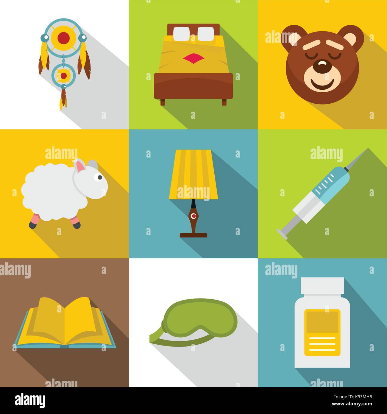 Time to sleep icon set, flat style Stock Vector Image & Art - Alamy