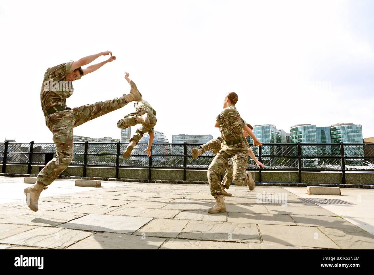 5 Soldiers by Rosie Kay The body is the frontline Stock Photo - Alamy