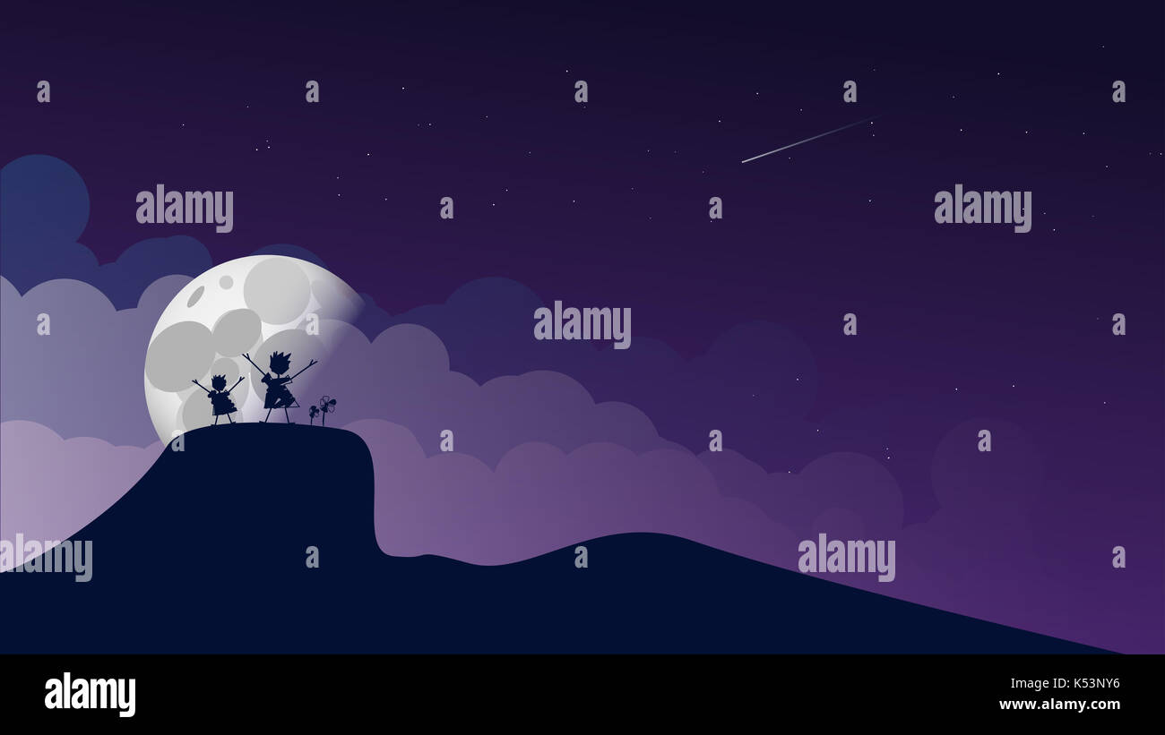 children success full of joy illustration in a night scene background ...
