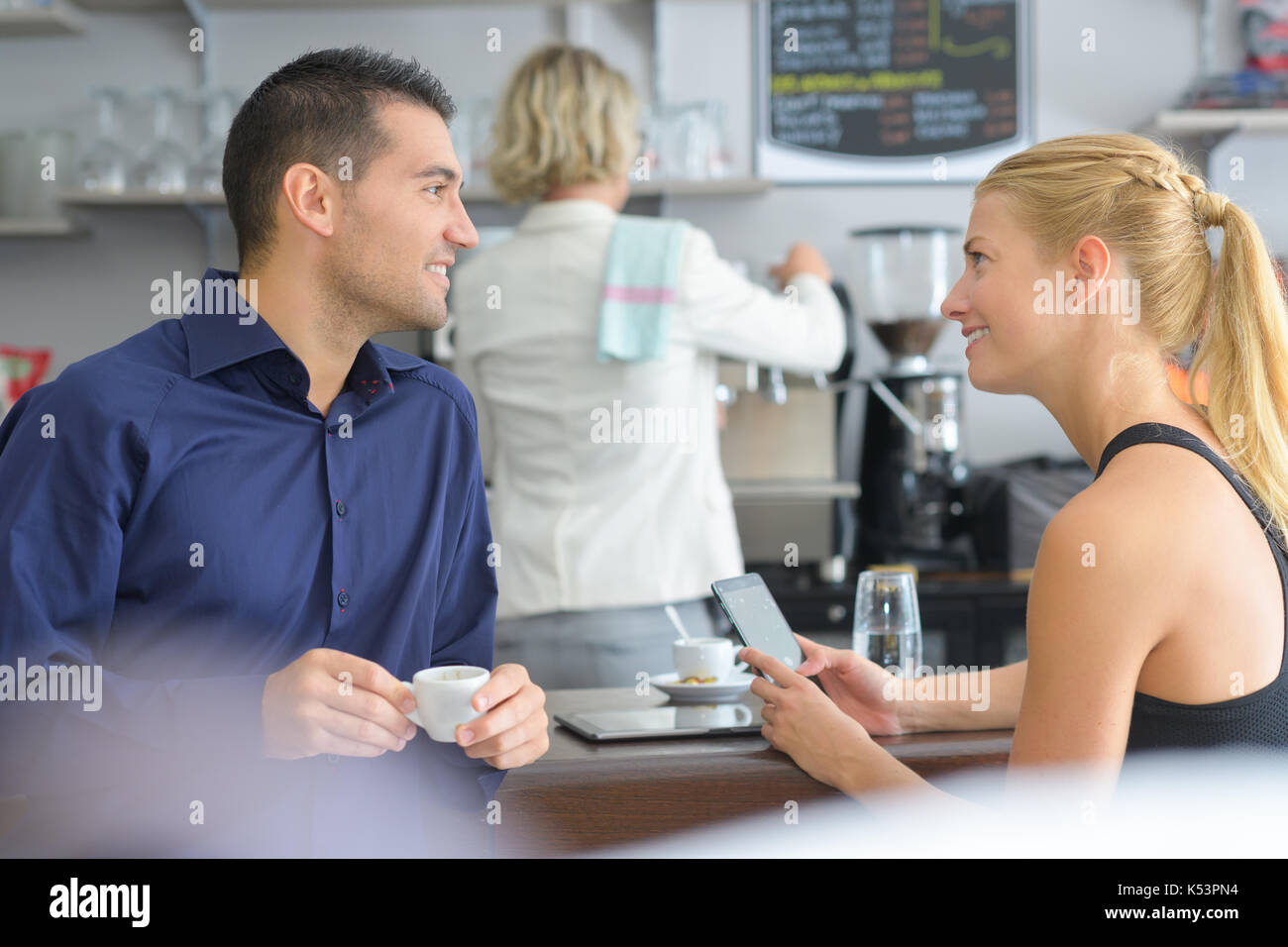 Male best friends talking coffee hi-res stock photography and images ...