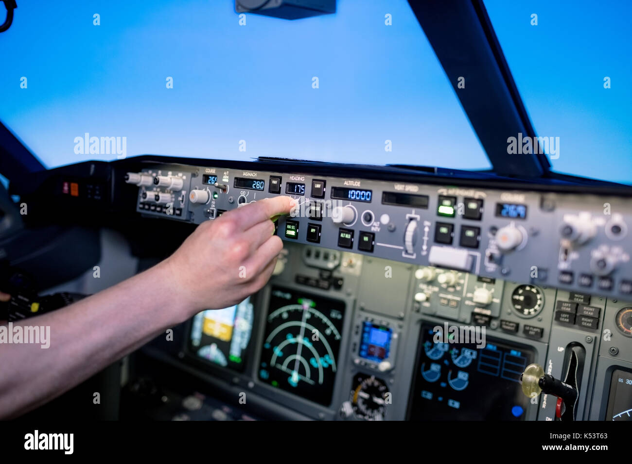 Male pilot explaining control panel hi-res stock photography and images ...