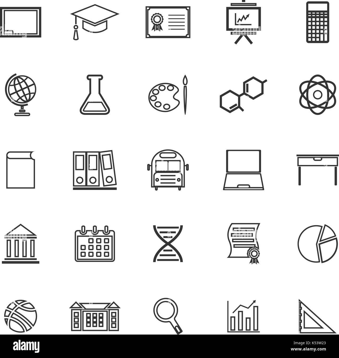 Education line icons on white background, stock vector Stock Vector ...
