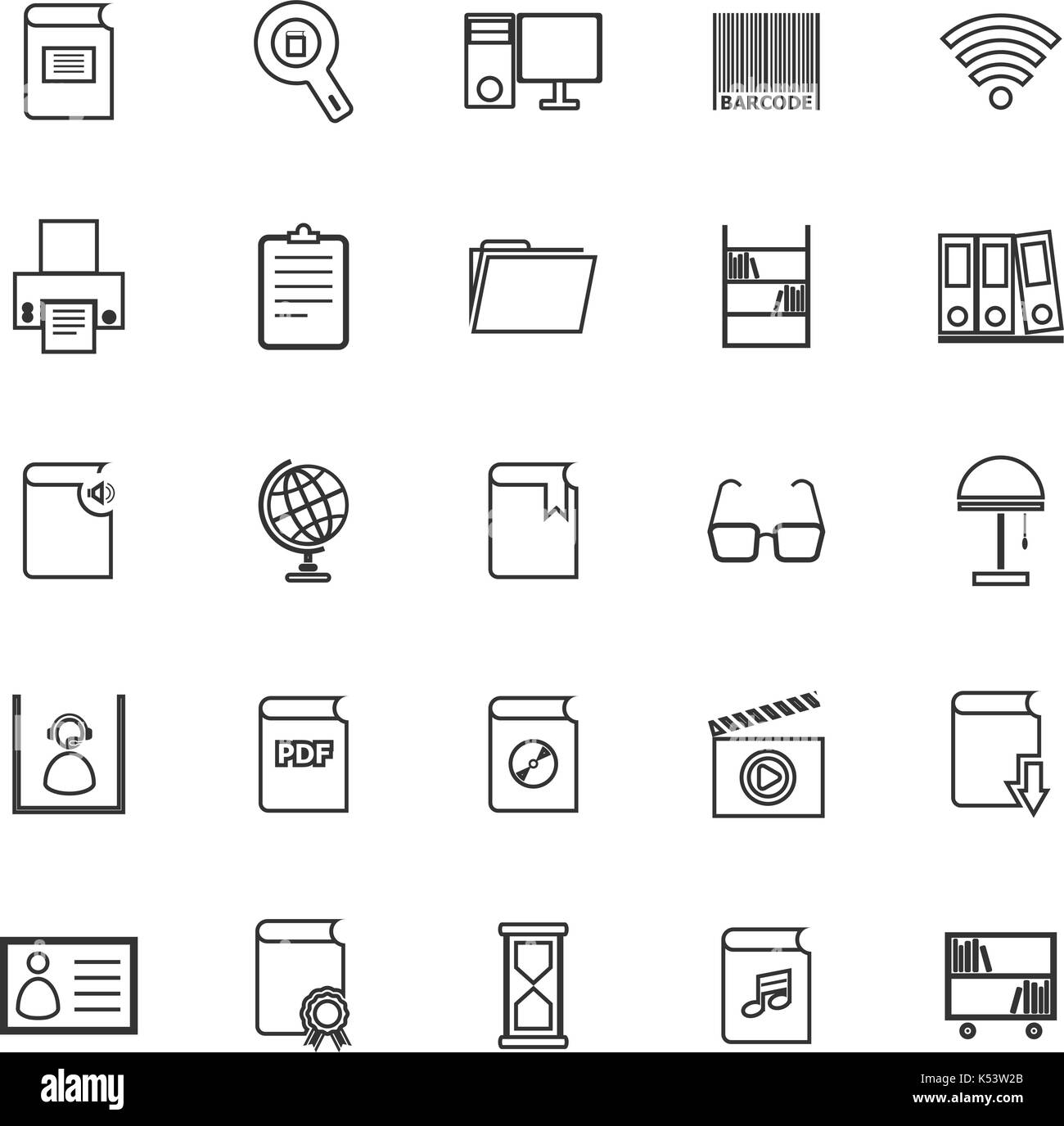 Library line icons on white background, stock vector Stock Vector Image ...