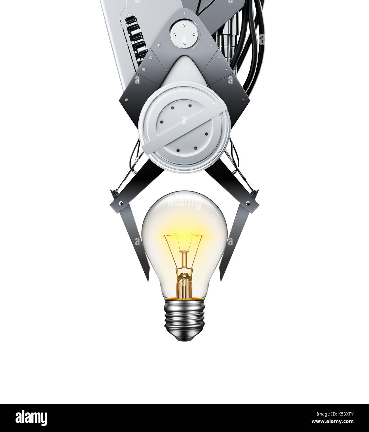 Claw Machine Lifting Glowing Light Bulb over white background - 3D ...