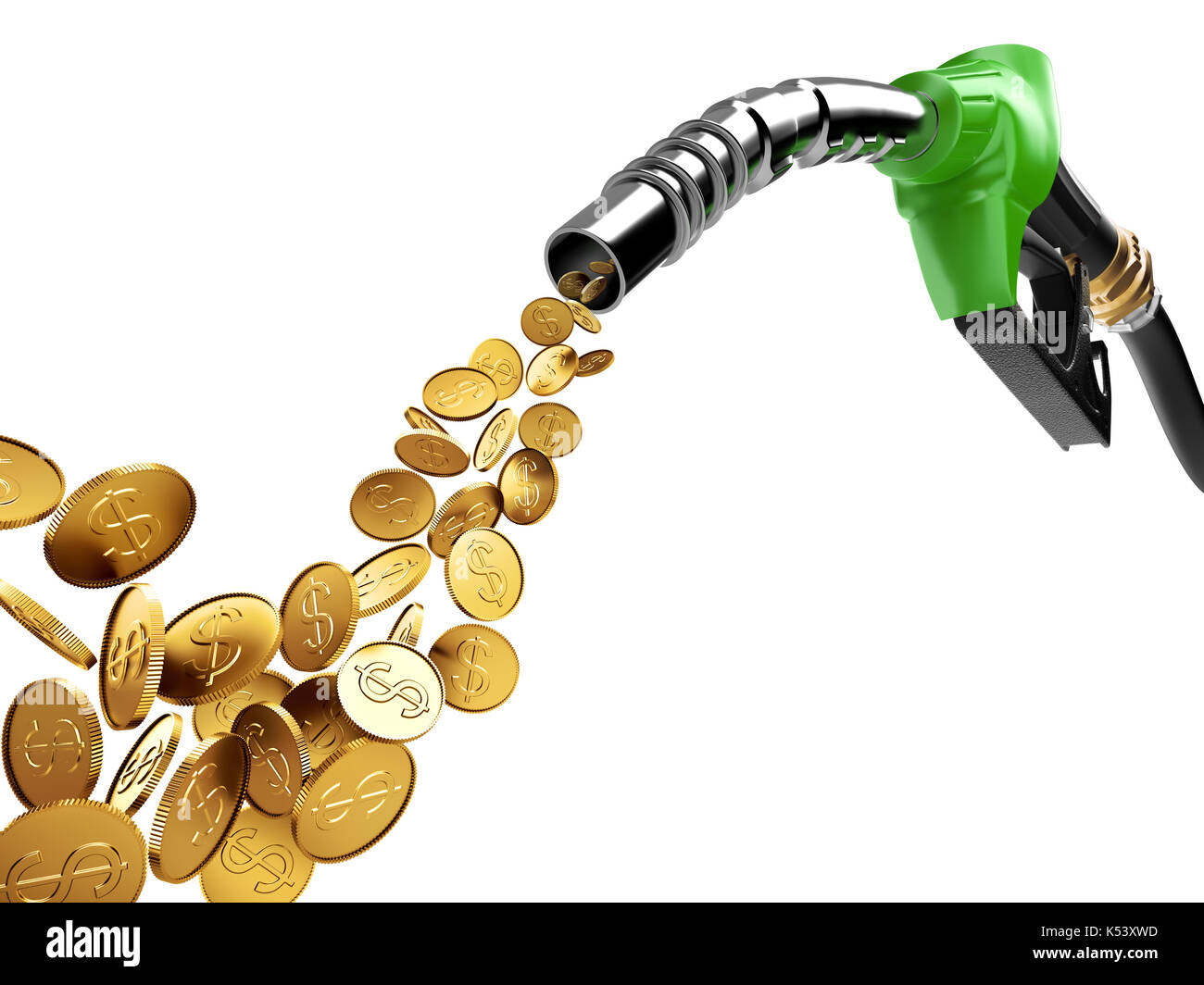 gold coin with dollar sign pump out from gasoline pump Stock Photo - Alamy
