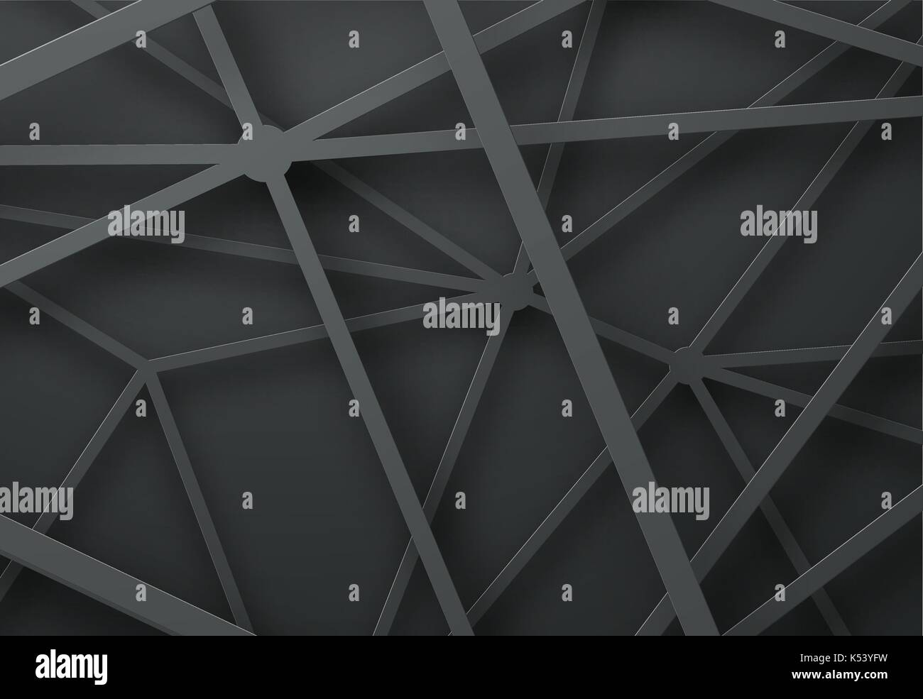 Vector black background template with intersecting lines with shadow. 3D back design for web or ...