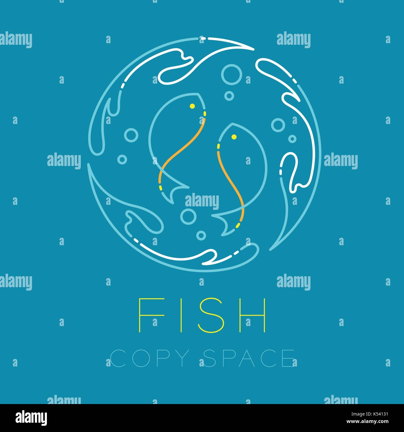 Two Fish or Pisces, Water splash circle and Air bubble logo icon ...