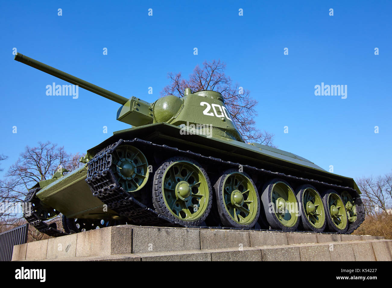 Soviet tank memorial in Berlin. Architectural detail of the Soviet War ...